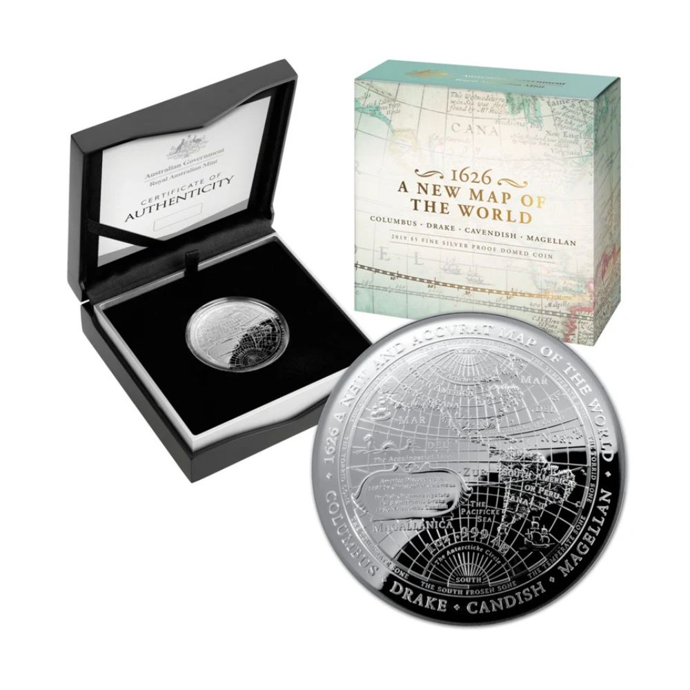 RAM – 1626 A Map Of The New World Fine Silver Domed Proof Coin – Coin Smith