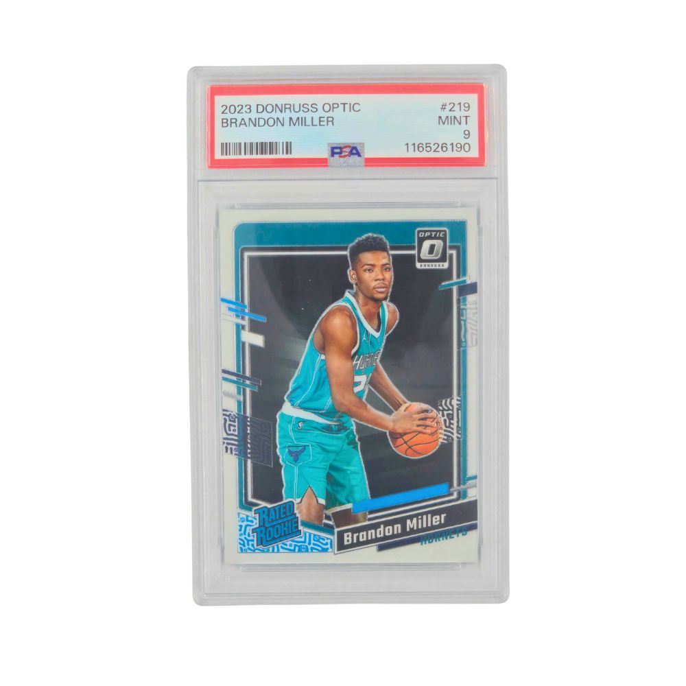 2023 DonRuss Optic #219 – Brandon Miller PSA9 – Coin Smith
